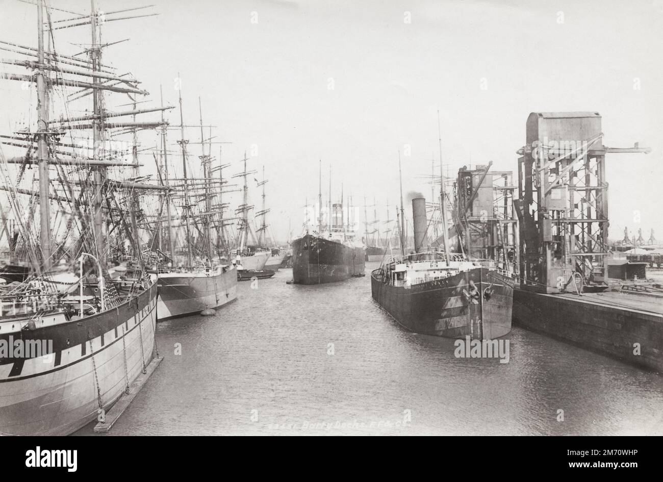 Vintage late 19th/early 20th century photograph: 1899 - Merchant ships ...