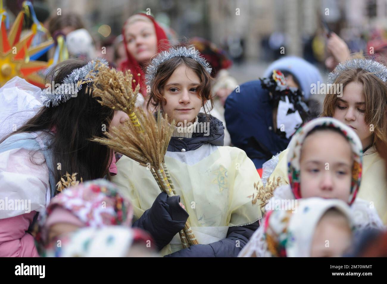 Lviv, Ukraine 6 january 2023. Ukrainians sing Christmas carols as they ...
