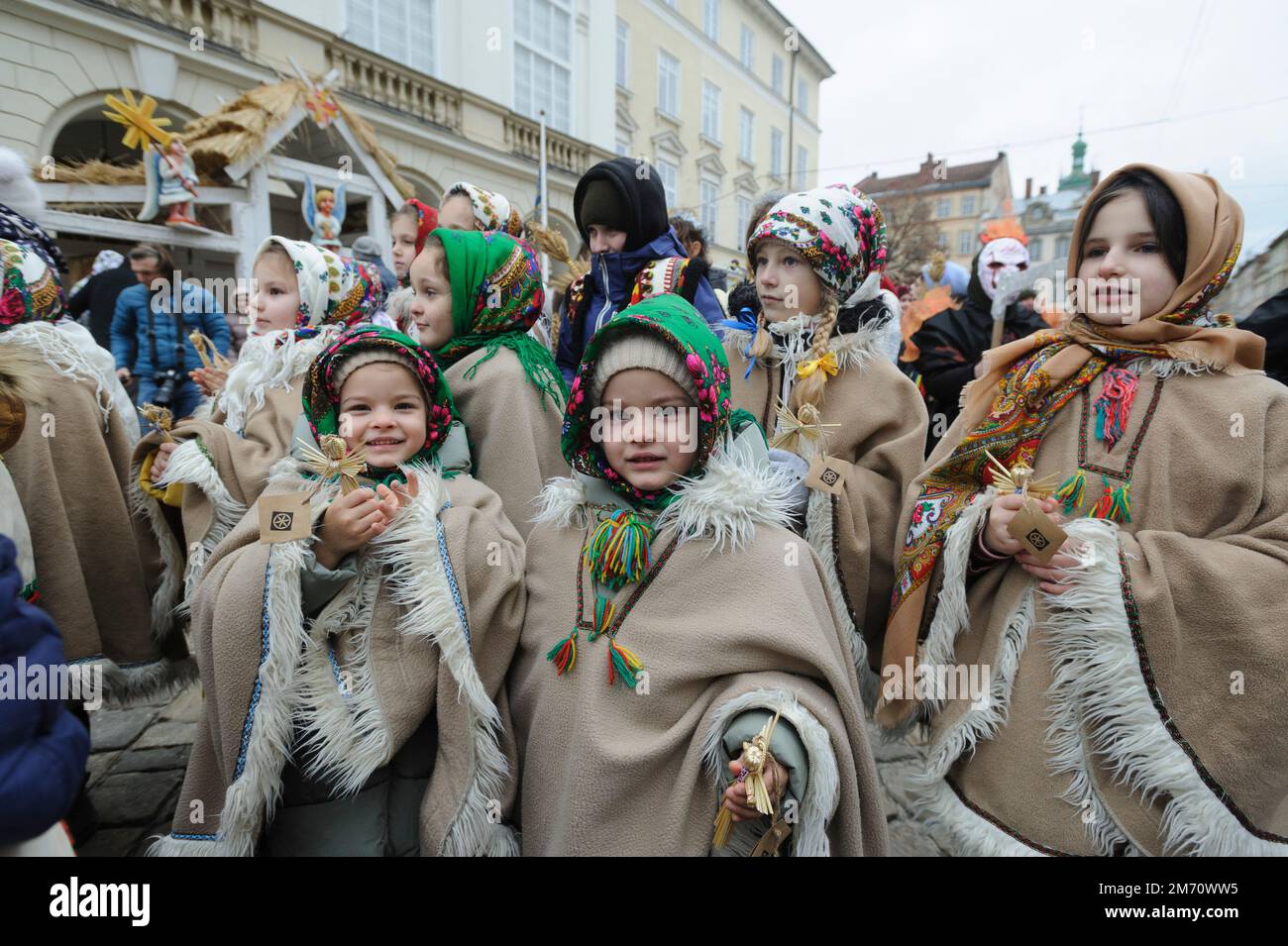 Lviv, Ukraine 6 january 2023. Ukrainians sing Christmas carols as they ...