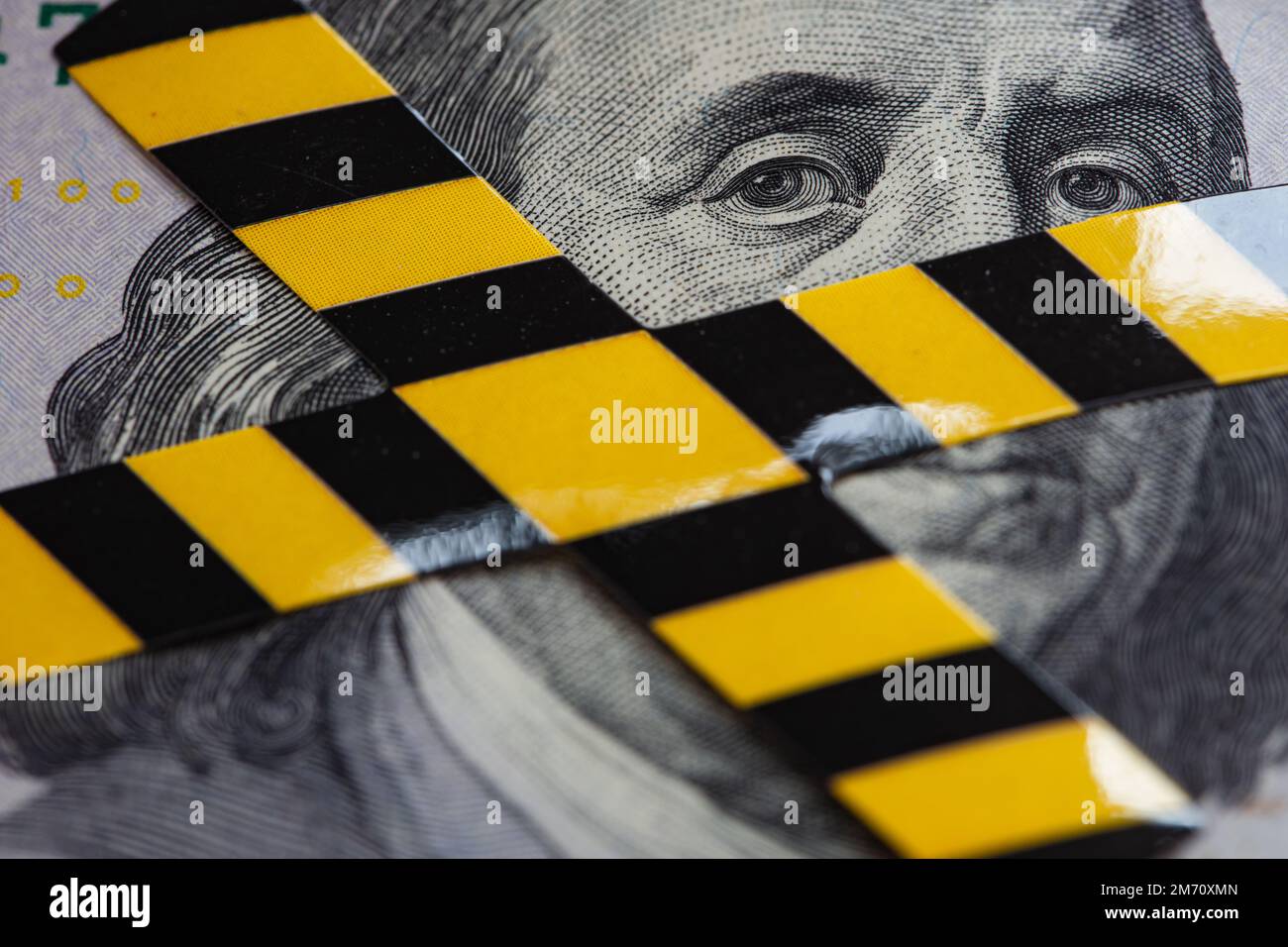 100 dollar banknote with warning cross sign for design purpose Stock ...