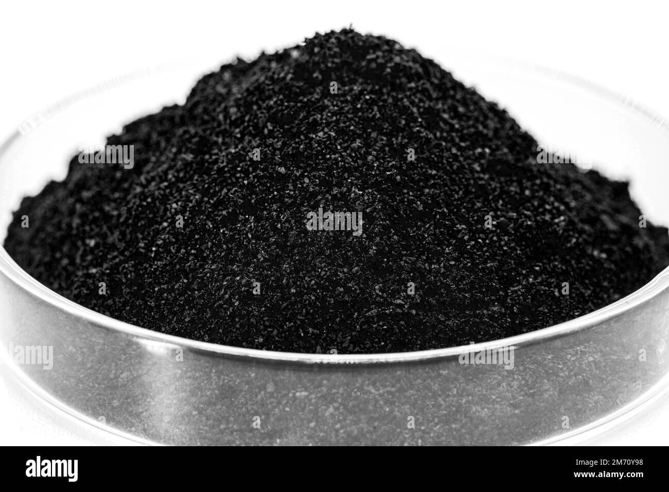 Petri dish with graphene powder, material is light, electrically ...