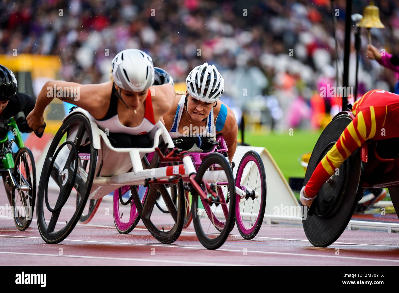 Samantha Kinghorn competing in the 800m T53 wheelchair race at the 2017 World Para Athletics ...