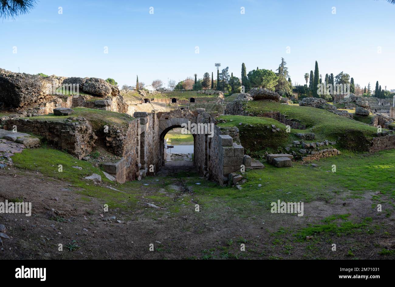 The Roman Amphitheater of Merida, Spain Stock Photo - Alamy