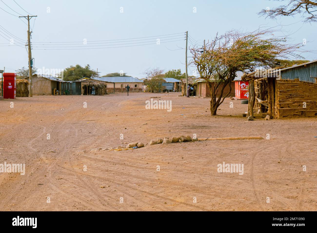 View of commercial street in Kalacha Town in Marsabit County, Kenya ...