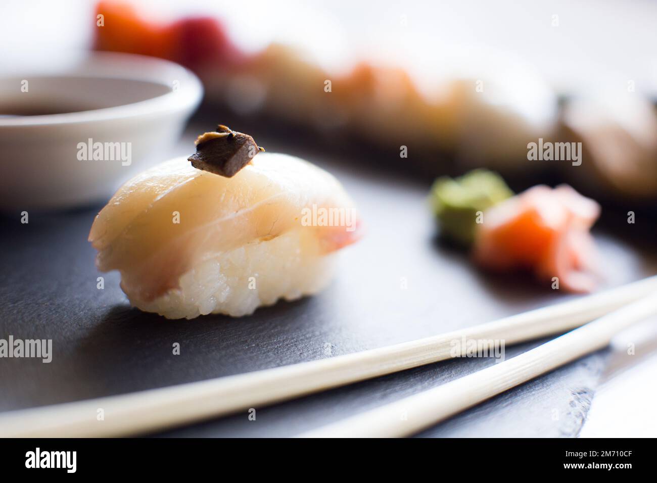 Butterfish nigiri Sushi. Fine sushi rice combined with white fish Stock ...