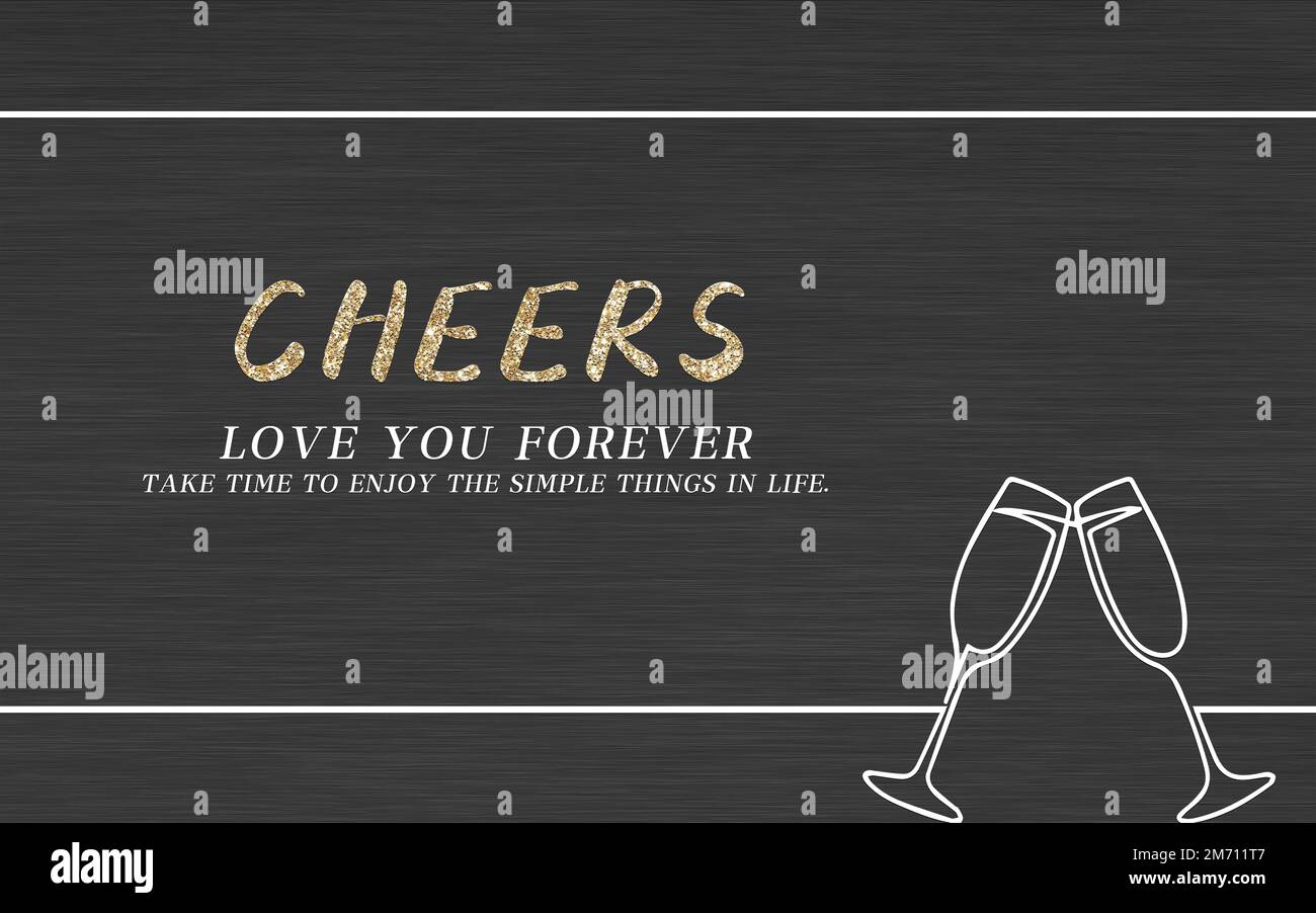 A digital illustration of a cheers love you forever poster with ...
