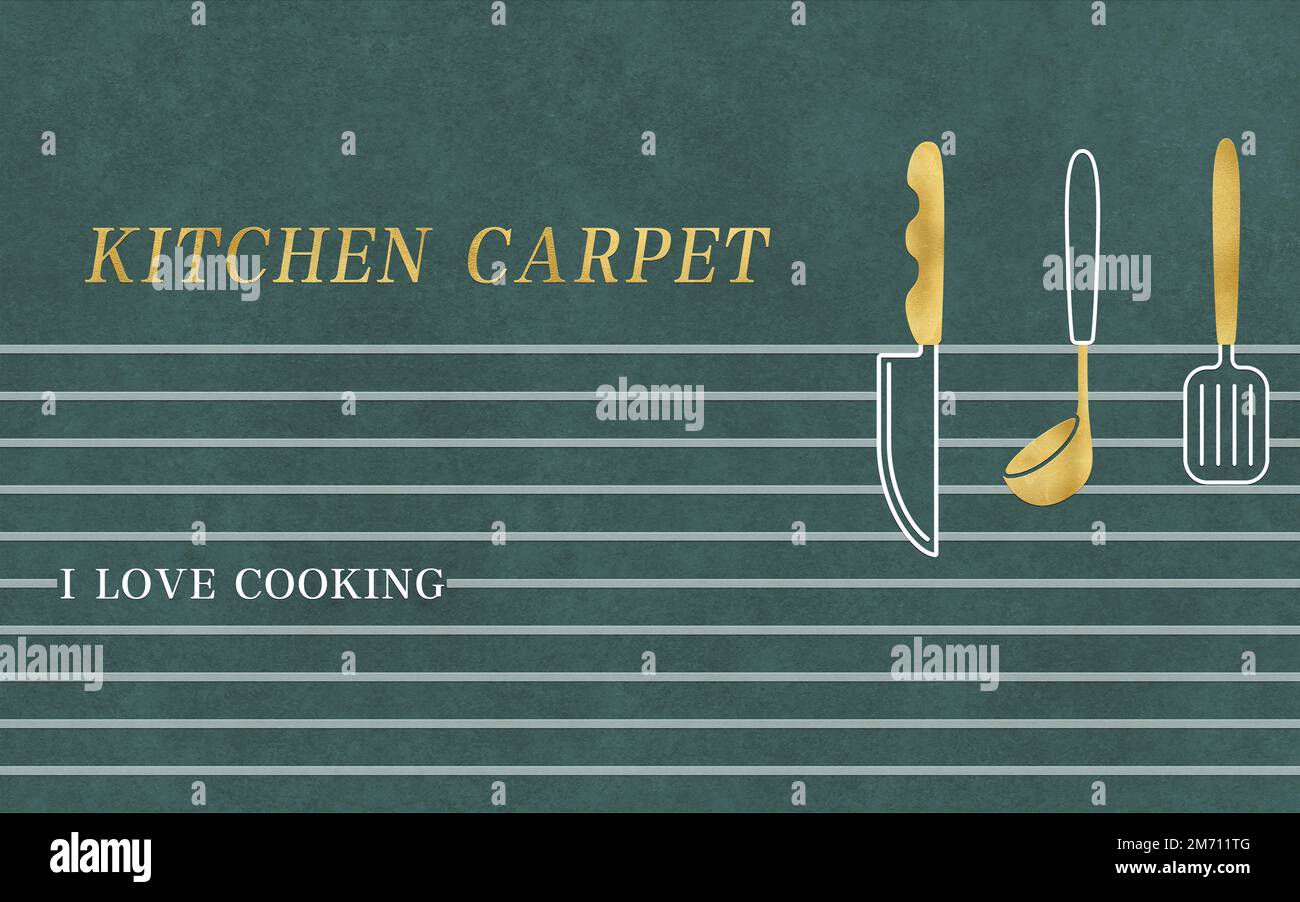 A digital illustration of a green cooking poster with different ...