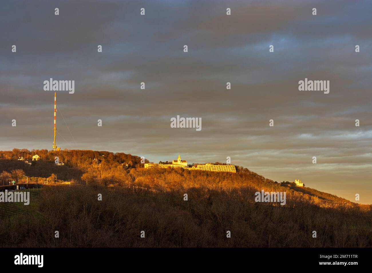 Wien, Vienna: Wienerwald (Vienna Woods) with mountain Kahlenberg with ...