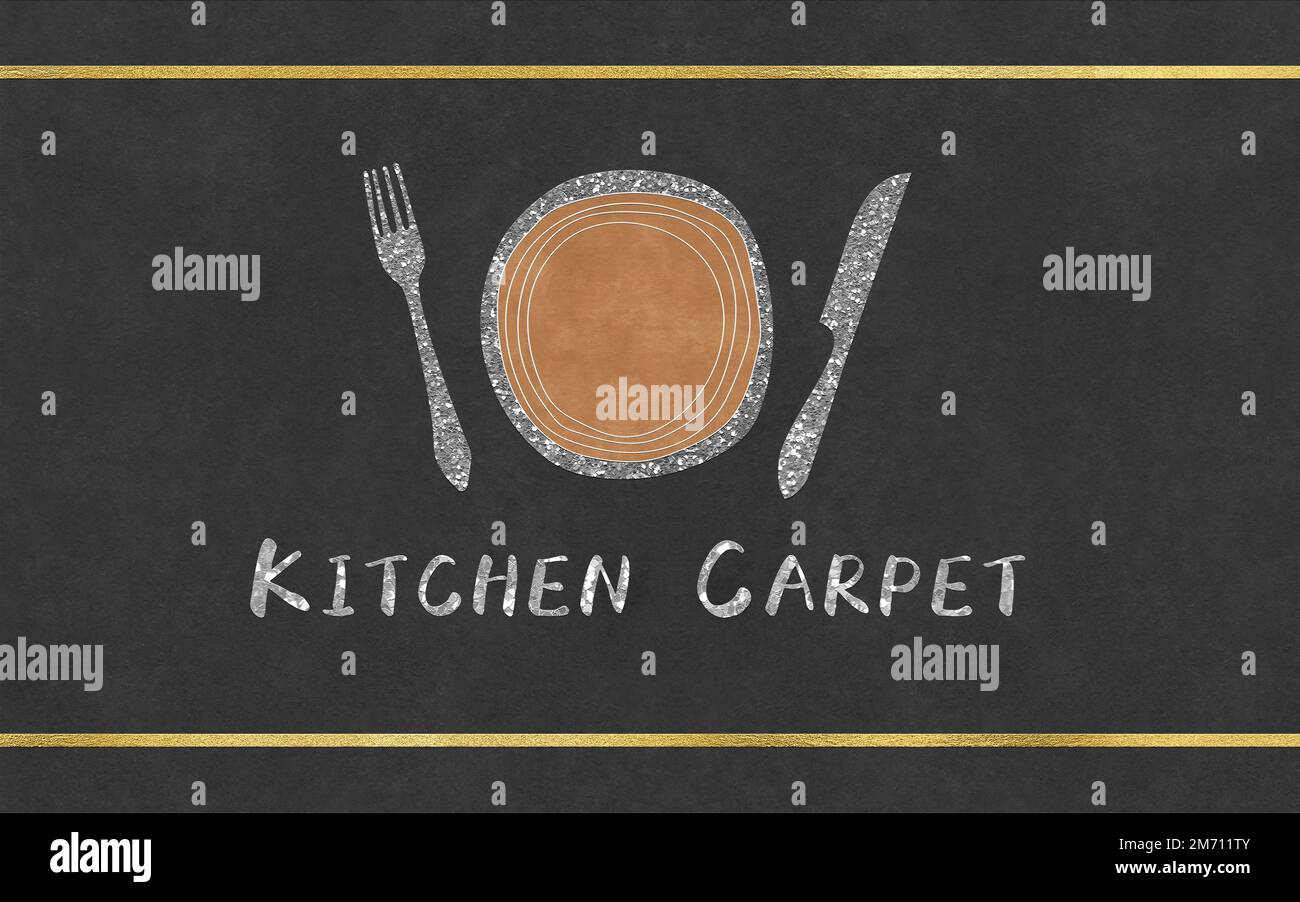 A digital illustration of a cooking poster with a plate, a knife, and a ...