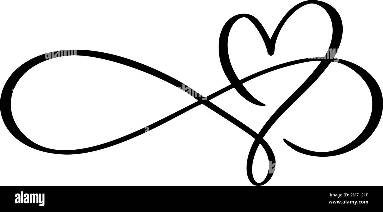 Calligraphy vector heart and sign forever valentine day. Infinity love ...