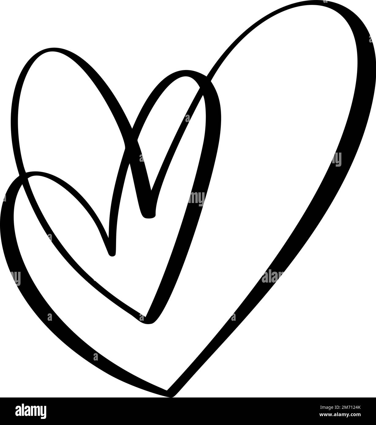 Vector love two hearts logo sign. Romantic illustration symbol pairs ...