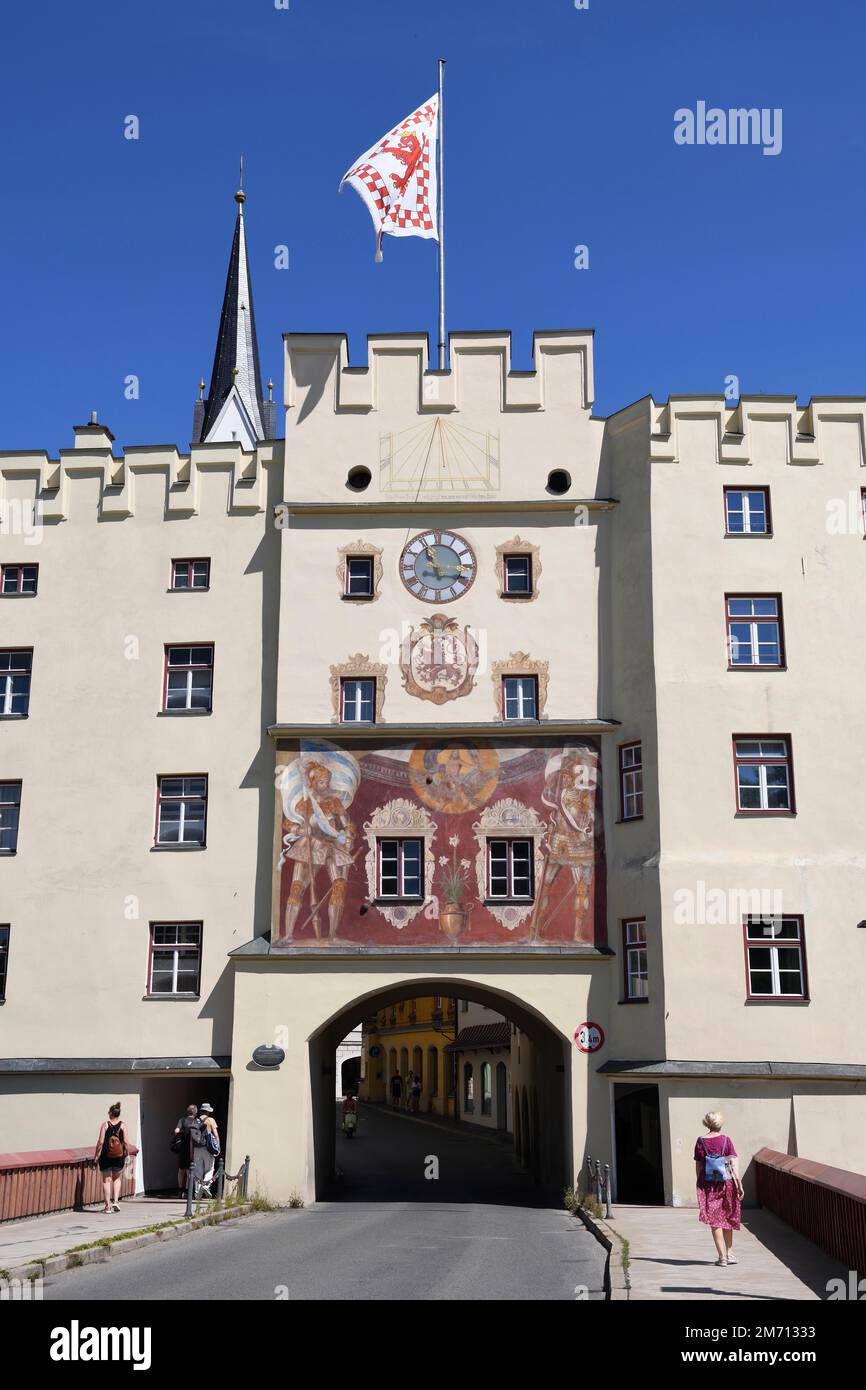Brucktor at the Inn bridge, gate tower of the medieval town ...