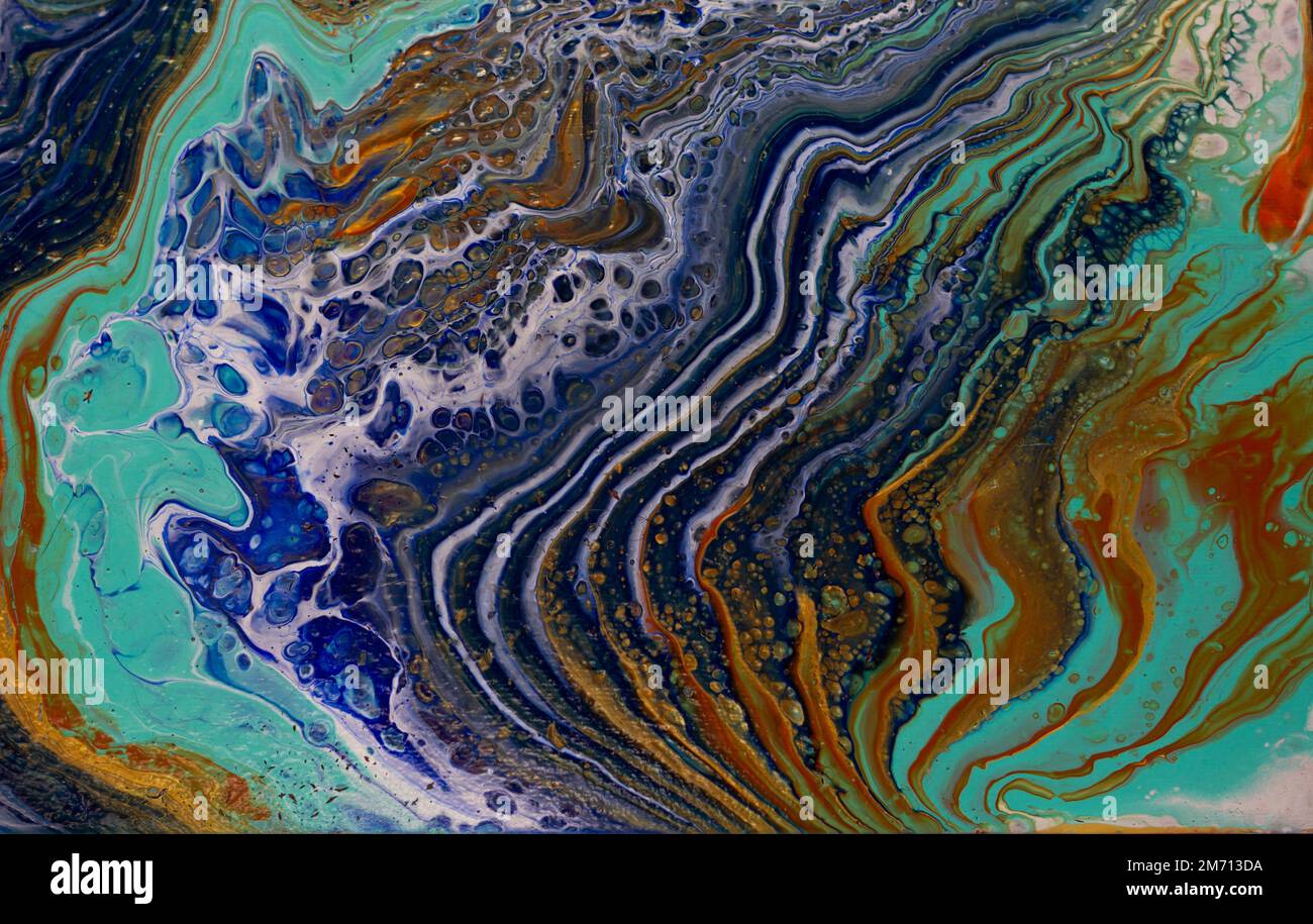 Abstract photography of fluids handmade with paints and oils and different compositions and ...