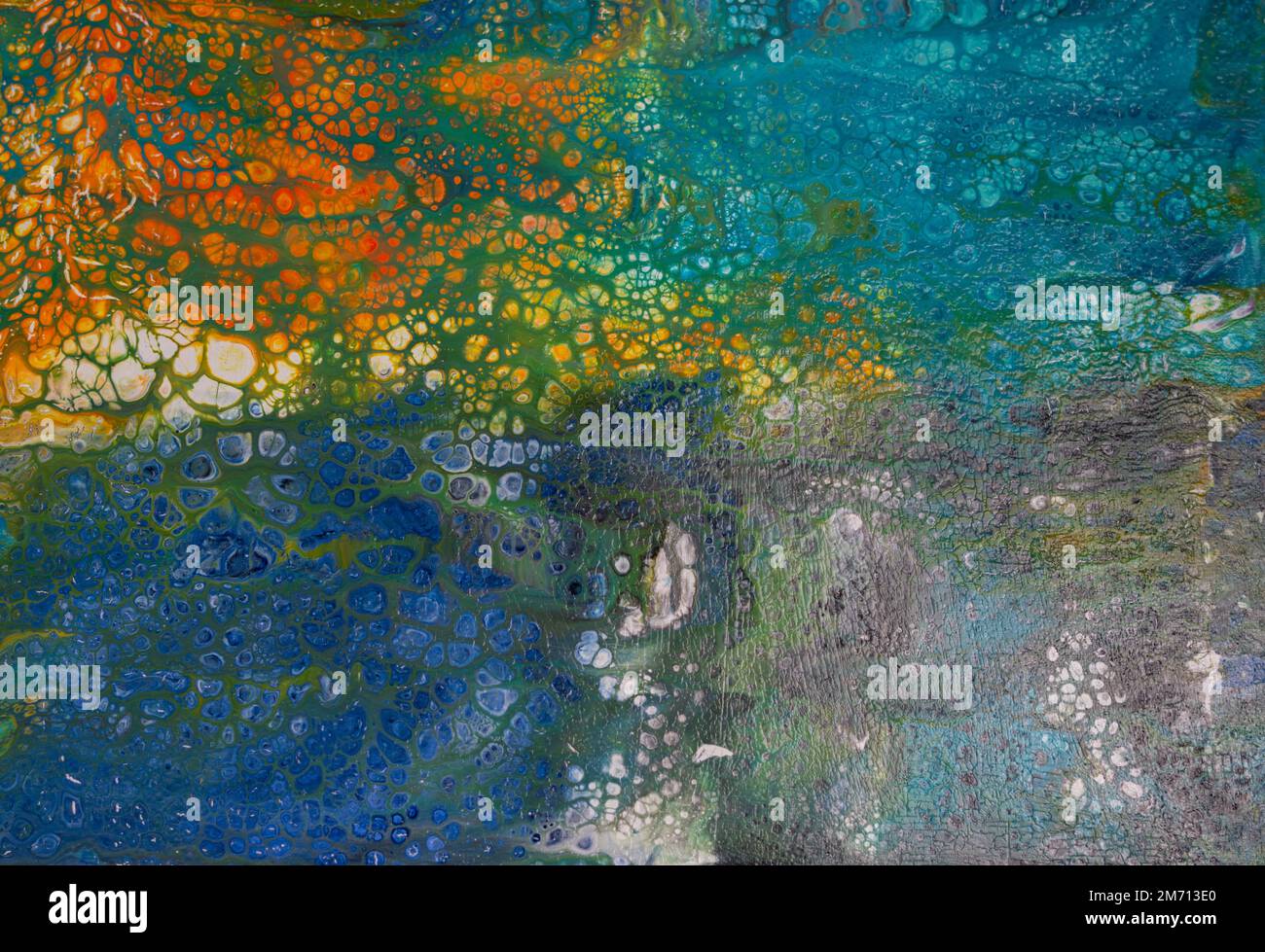 Abstract photography of fluids handmade with paints and oils and different compositions and ...