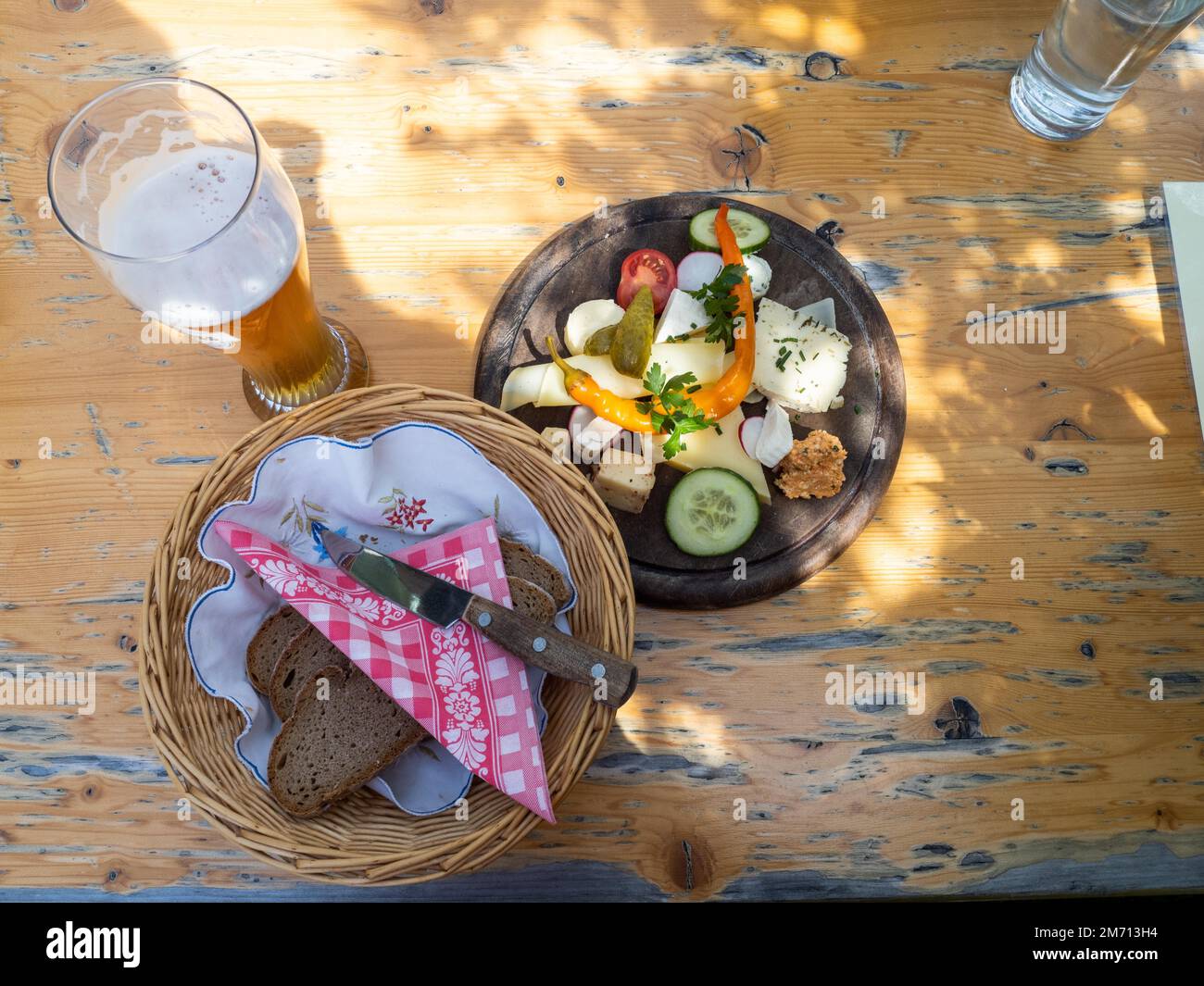Appetisingly arranged cheese platter, Gailtal Alps, Carinthia Stock ...