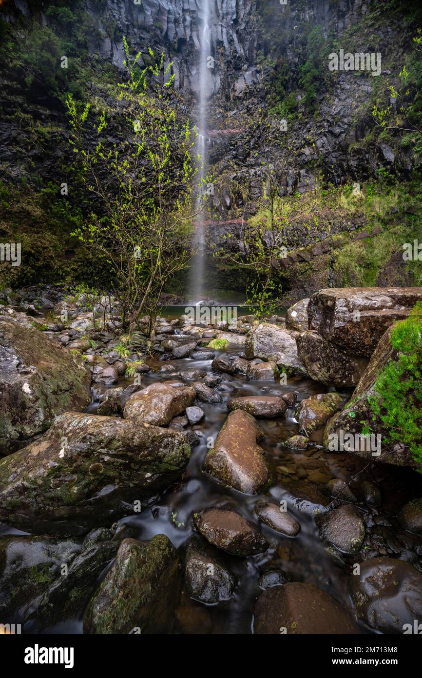 Lagoa do Vento with Upper Risco Waterfall, Rabacal, Paul da Serra ...