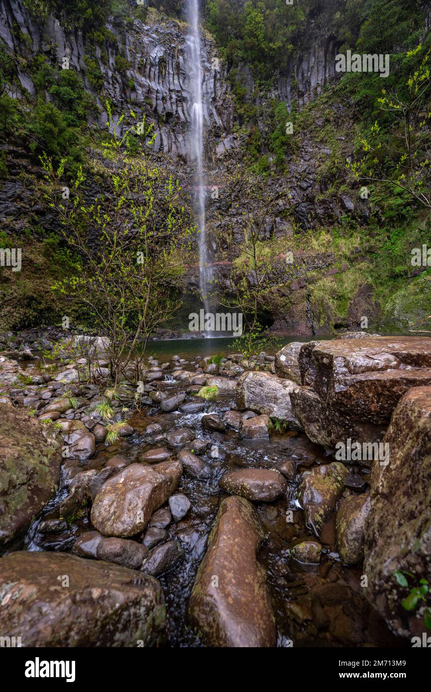 Lagoa do Vento with Upper Risco Waterfall, Rabacal, Madeira, Portugal ...