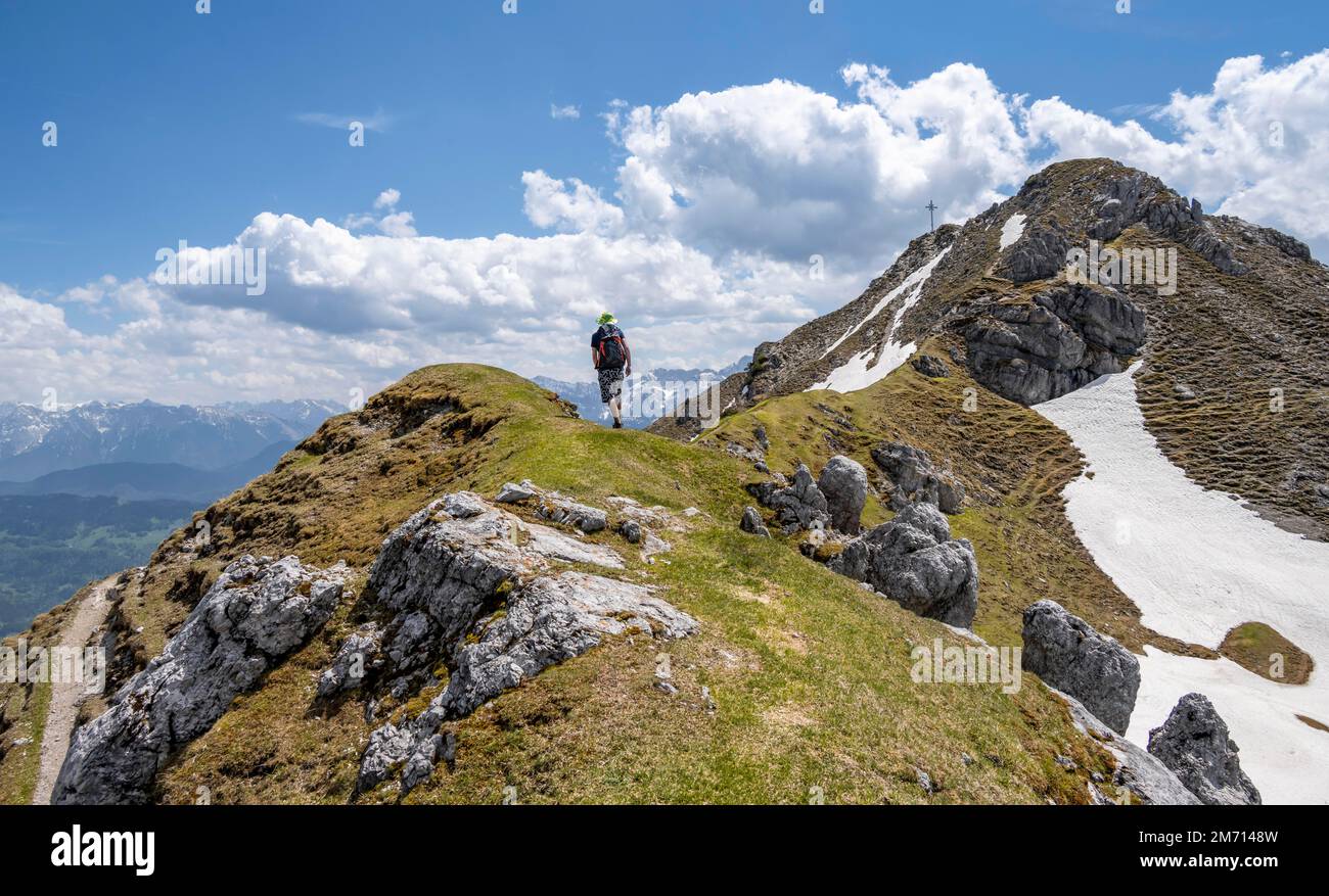 Hiker, Hike to the Kramerspitz, Bavaria, Germany Stock Photo - Alamy