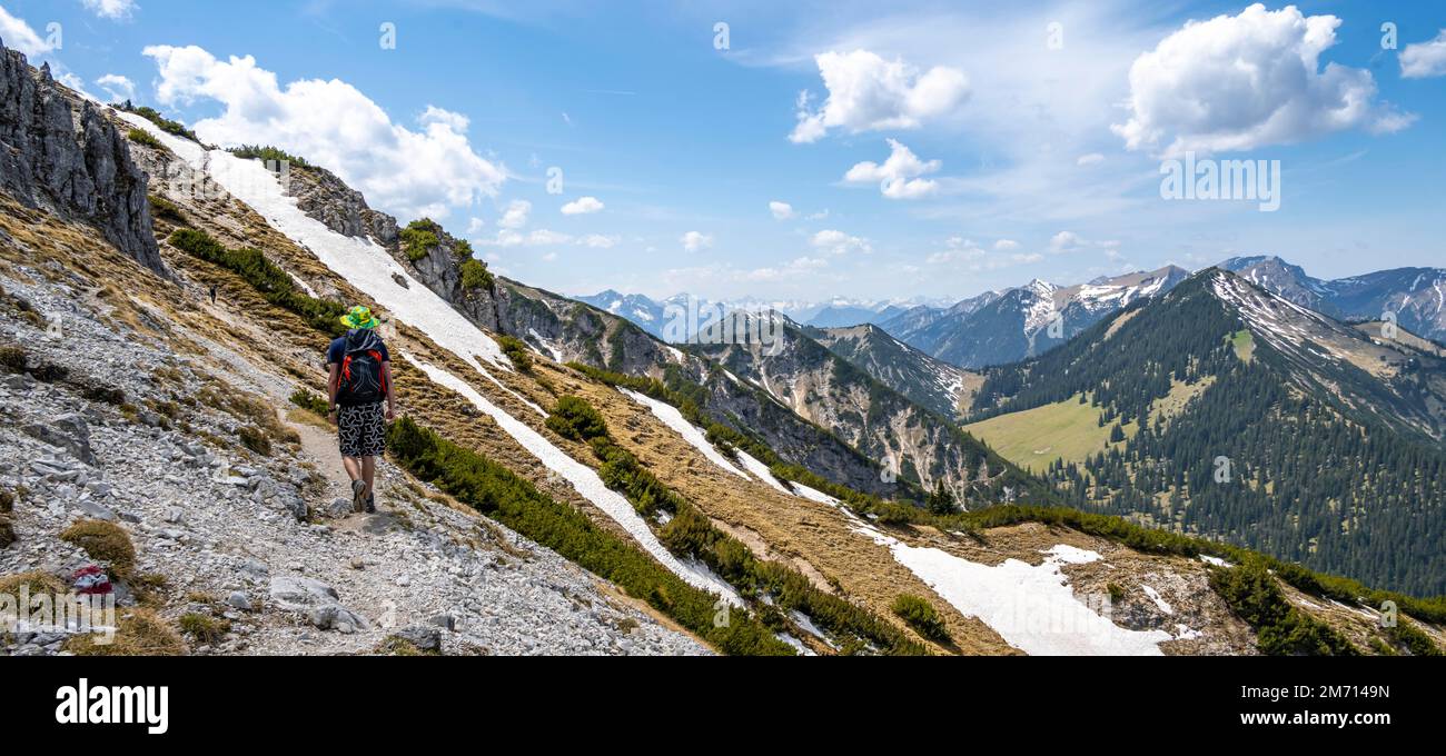 Hiker, Hike to the Kramerspitz, Bavaria, Germany Stock Photo - Alamy