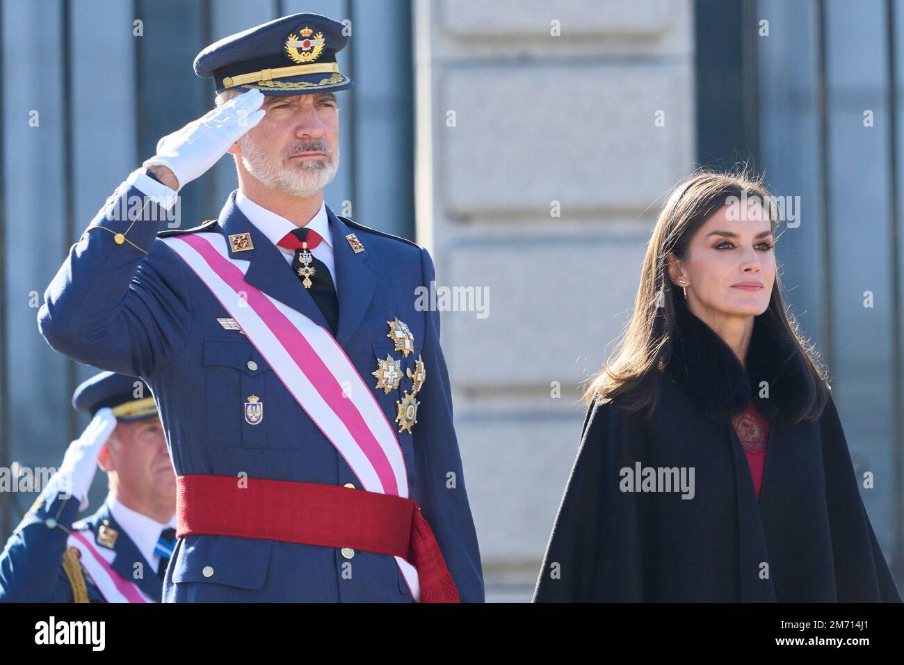 06-01-2023 Pascua Queen Letizia and King Felipe during the new year's ...