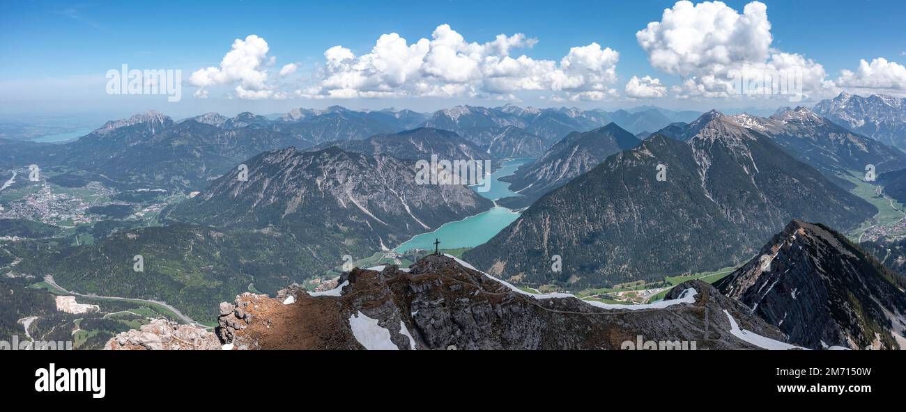 Aerial view, mountain panorama, view from Thaneller to Plansee and ...