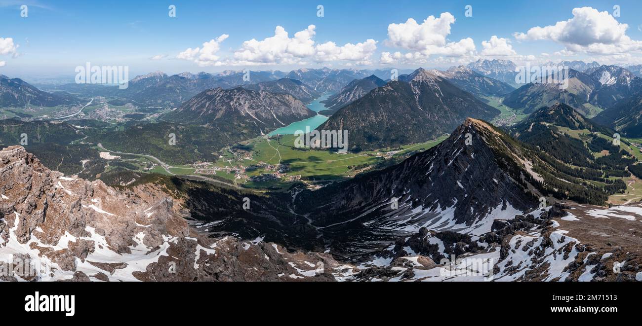 Aerial view, mountain panorama, view from Thaneller to Plansee and ...