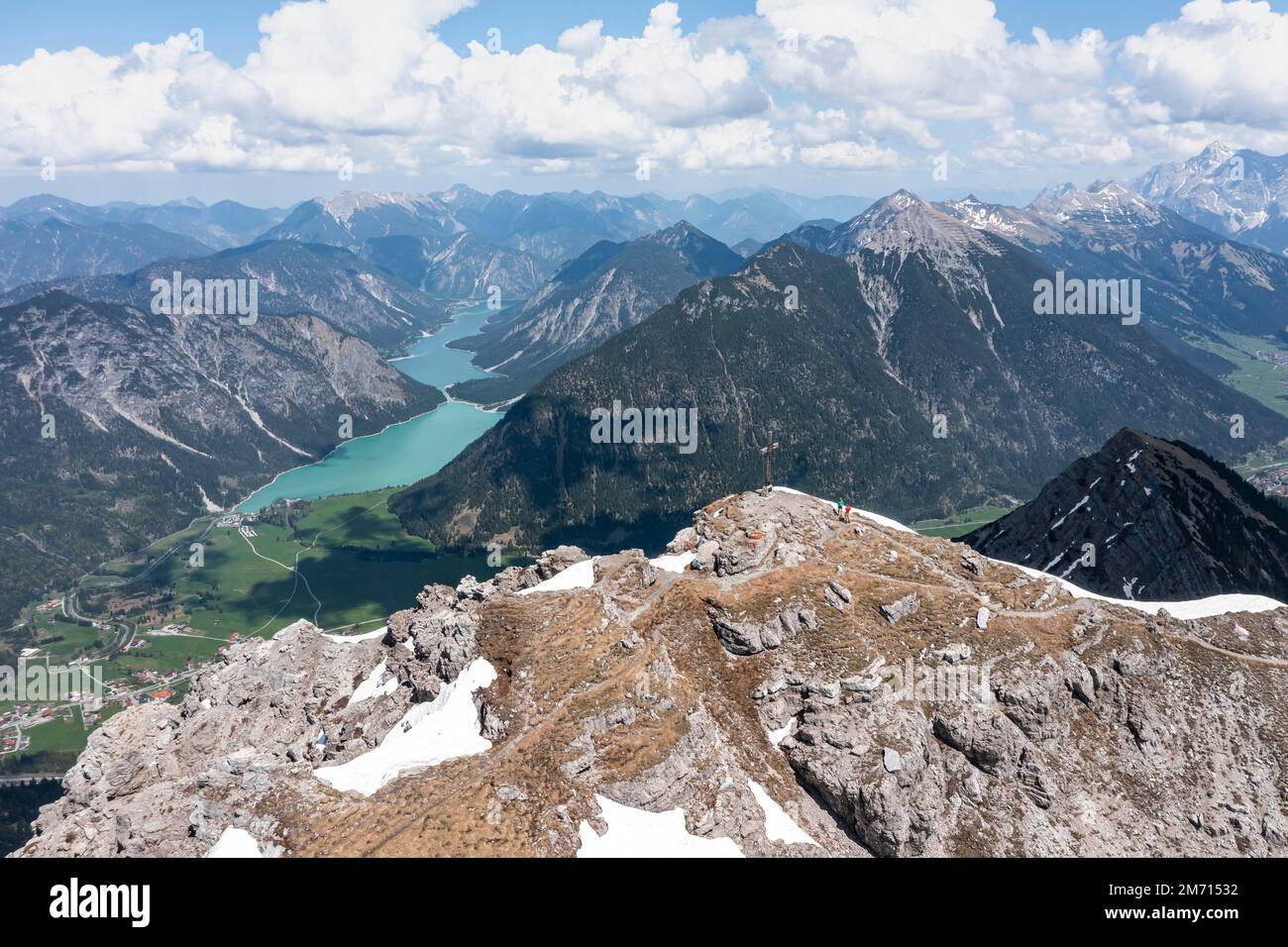 Aerial view, mountain panorama, view from Thaneller to Plansee and ...