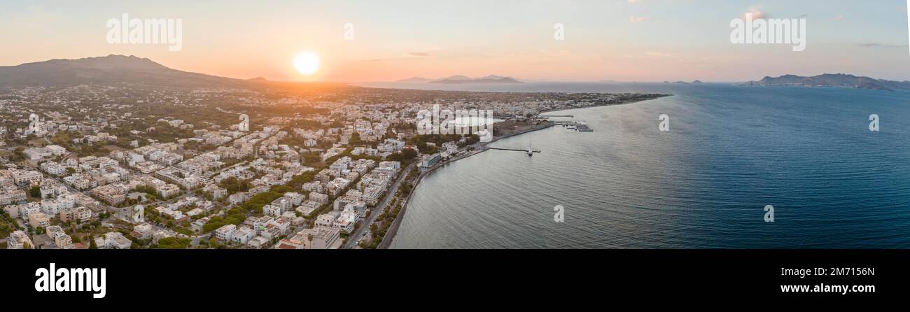 Sunset over Kos Town, Aerial View, Kos, Greece Stock Photo - Alamy