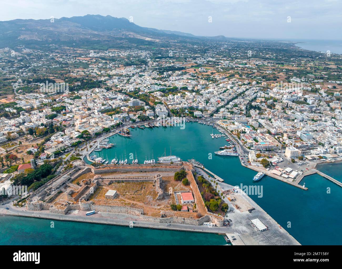 Port and old castle, Kos Town, Aerial view, Kos, Greece Stock Photo - Alamy