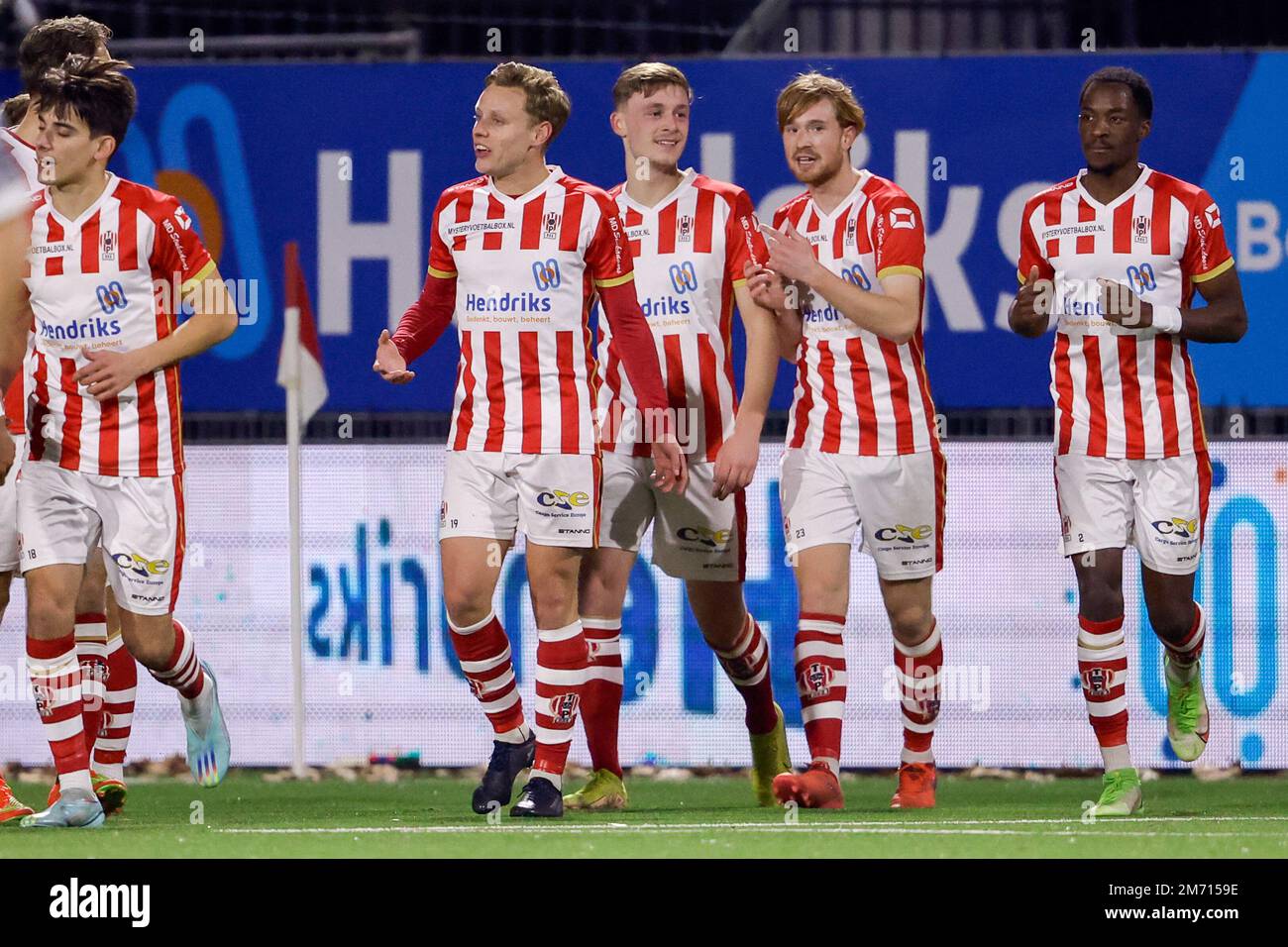 OSS, NETHERLANDS - JANUARY 6: Rick Dekker of TOP Oss, Thomas Beekman of TOP Oss, Ilounga Pata of ...