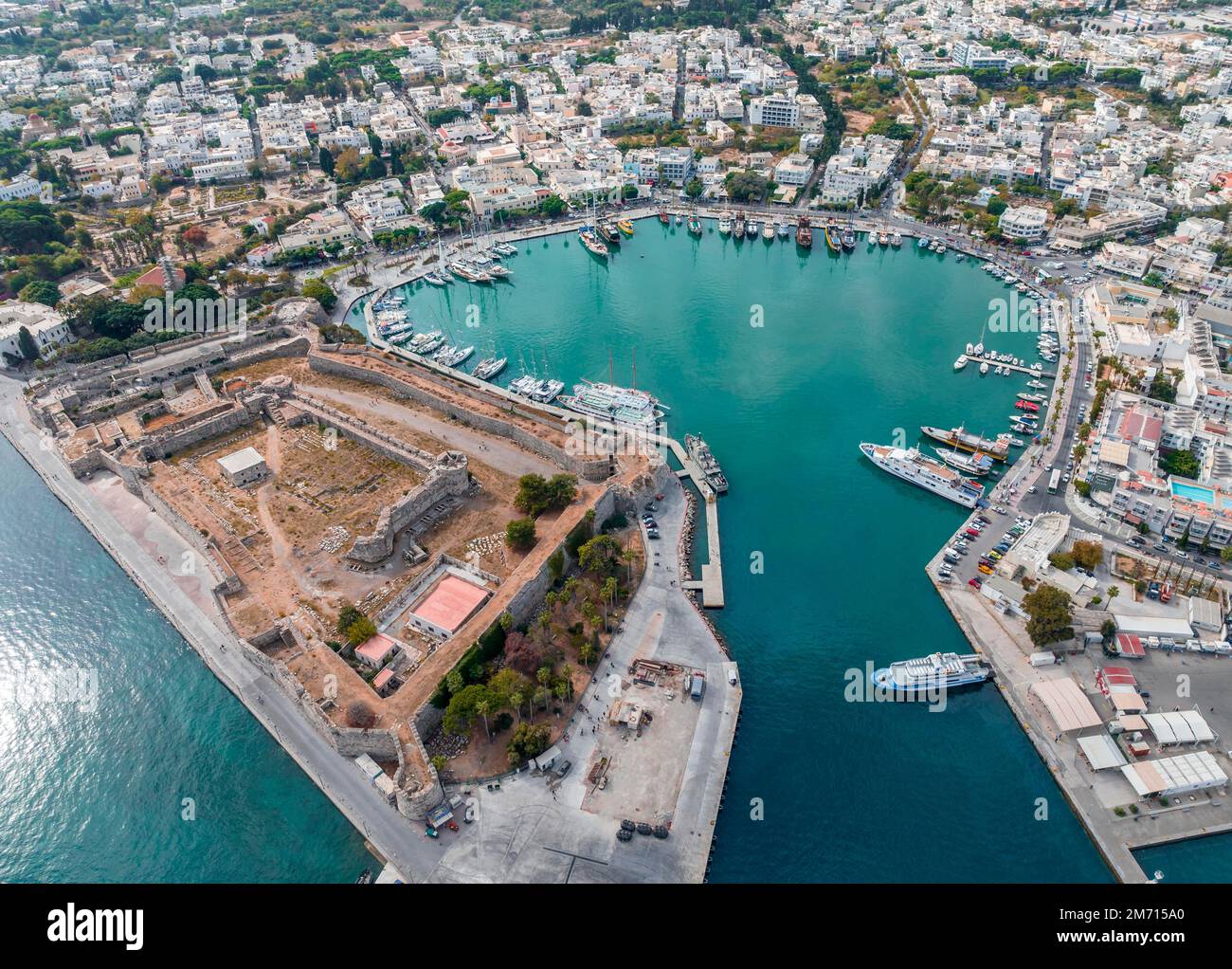 Port and old castle, Kos Town, Aerial view, Kos, Greece Stock Photo - Alamy