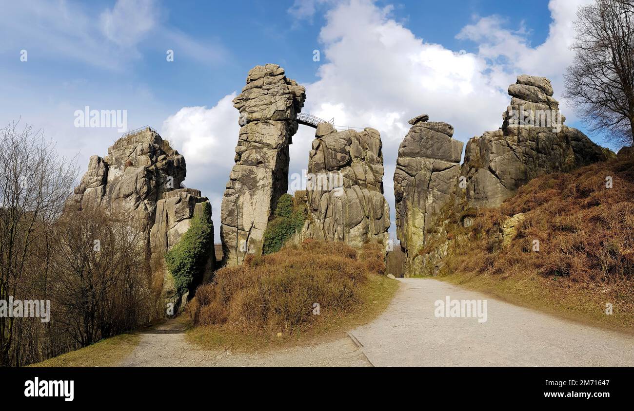 Natural and cultural monuments Externsteine, sandstone rock formation ...