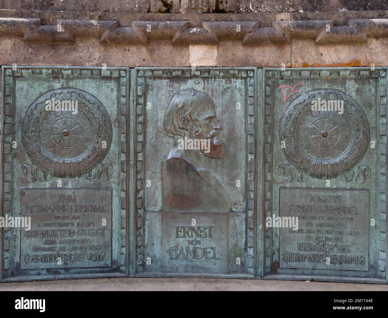 Bronze plaque in honour of the author of the colossal statue Hermann ...