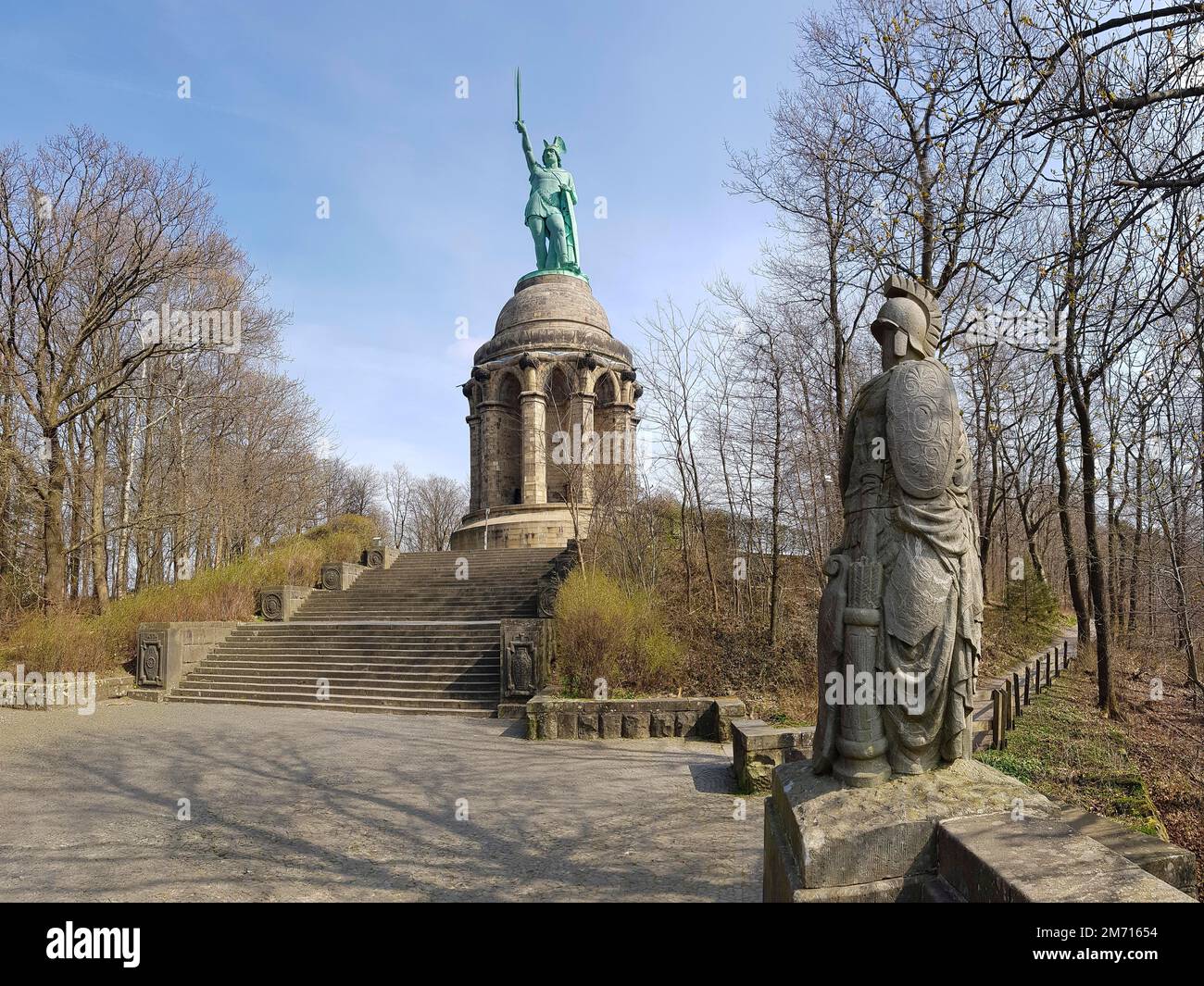 Colossal statue Hermann Monument by Ernst von Bandel, Teutoburg Forest ...