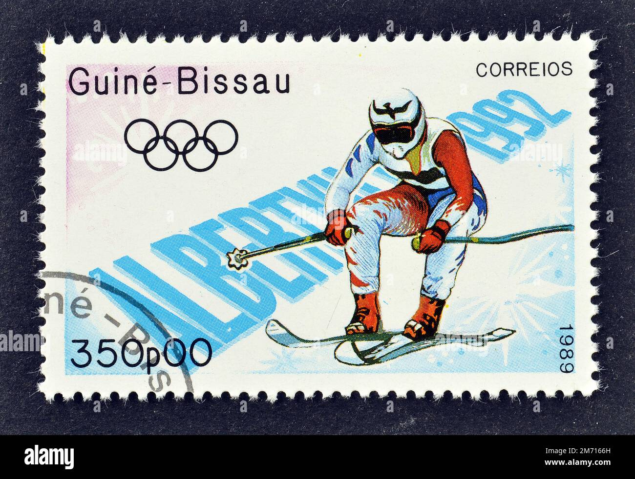 Cancelled postage stamp printed by Guinea Bissau, that shows Downhill ...