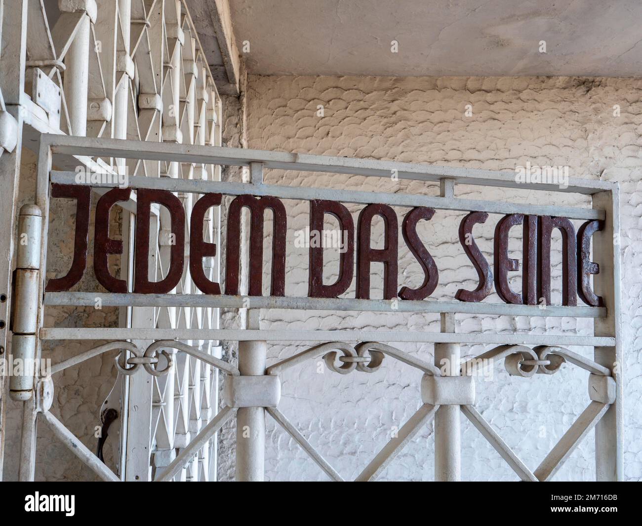 Entrance gate to beech forest concentration camp with the slogan "To ...