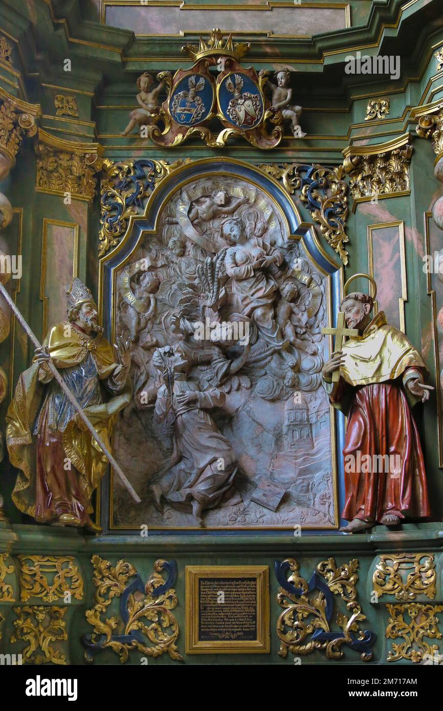 Detail, Holy figures, In honour of the Most Holy Trinity, St. Nicholas ...