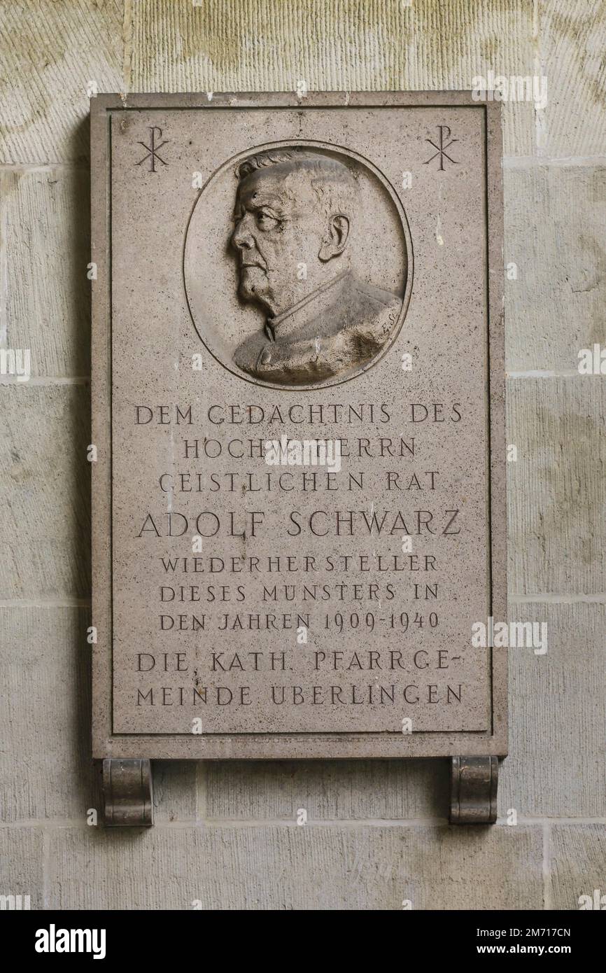 Memorial stone for Adolf Schwarz, relief, stone slab at St. Nicholas ...