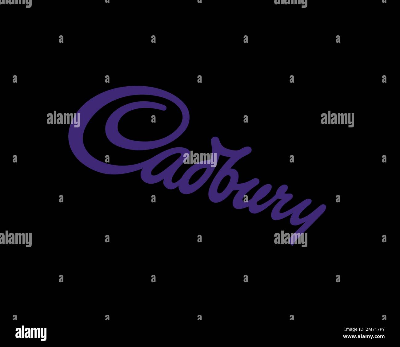 Cadbury, rotated logo, black background B Stock Photo - Alamy