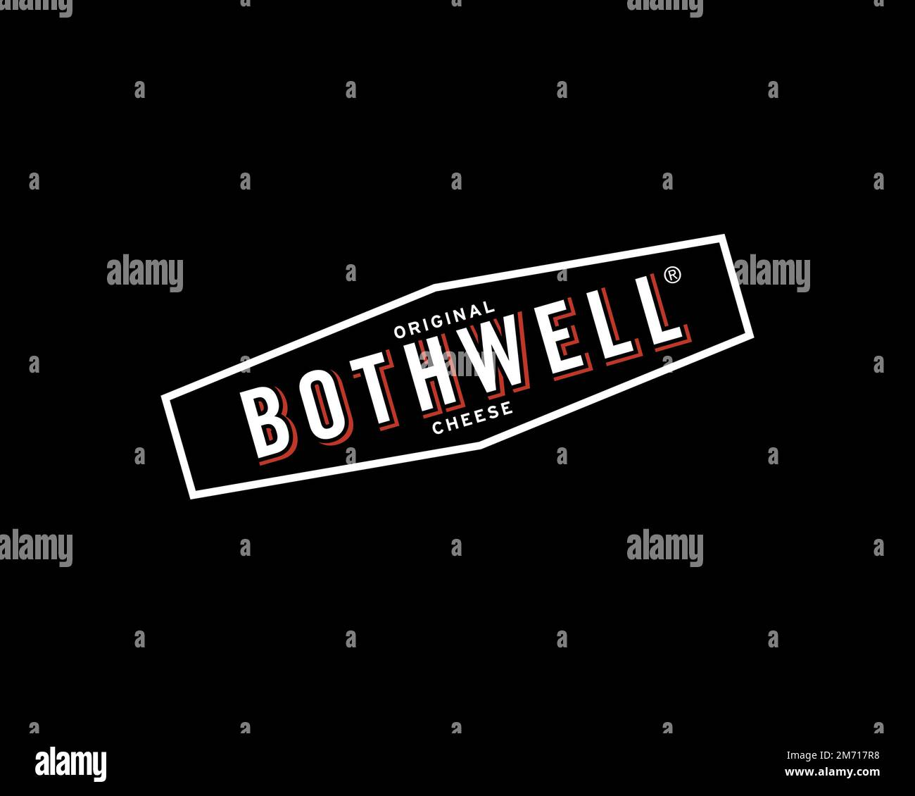 Bothwell Cheese, rotated logo, black background Stock Photo - Alamy