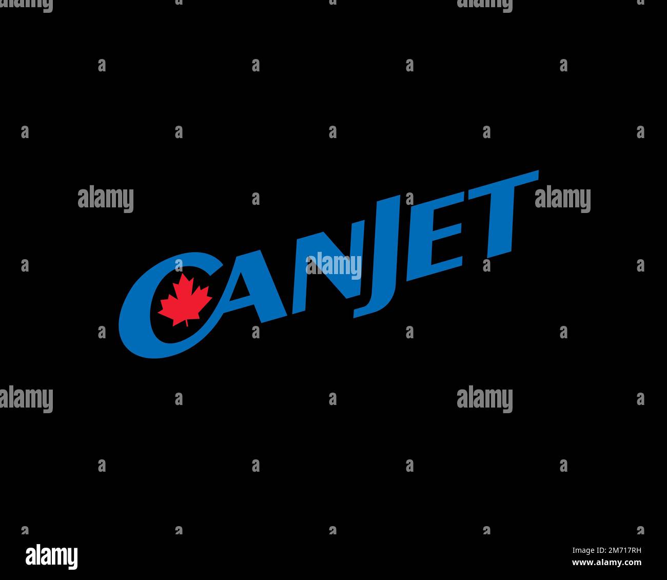 CanJet, rotated logo, black background Stock Photo - Alamy