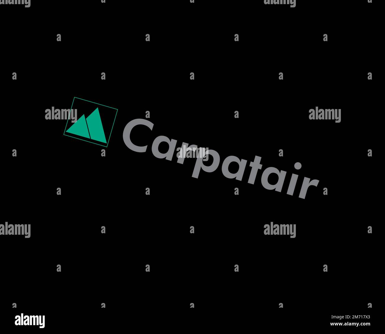 Carpatair, rotated logo, black background B Stock Photo - Alamy