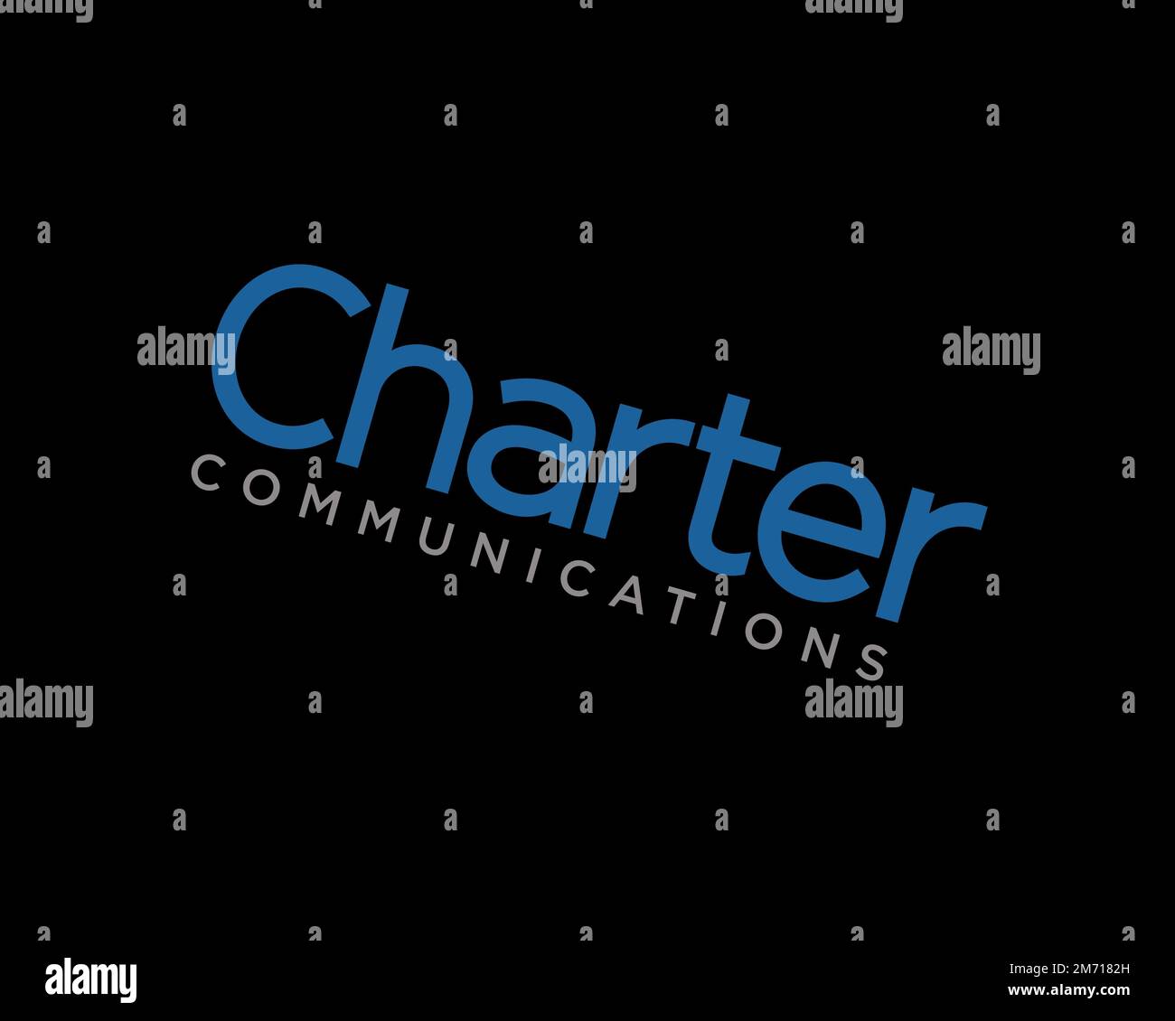 Charter Communications, rotated logo, black background B Stock Photo ...