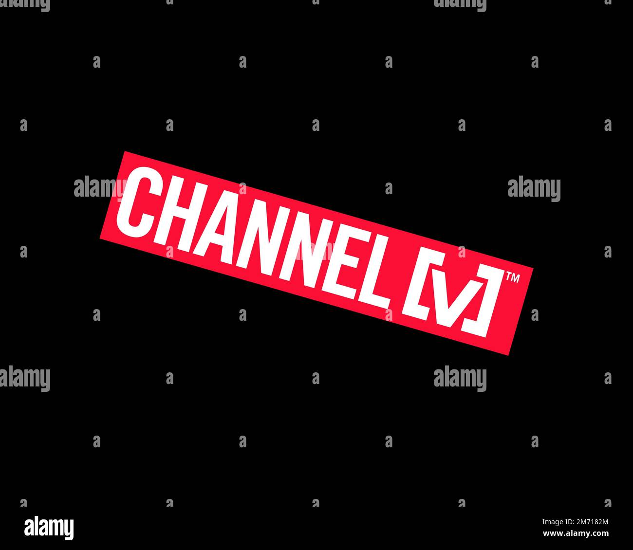 Channel V Australia, rotated logo, black background B Stock Photo - Alamy