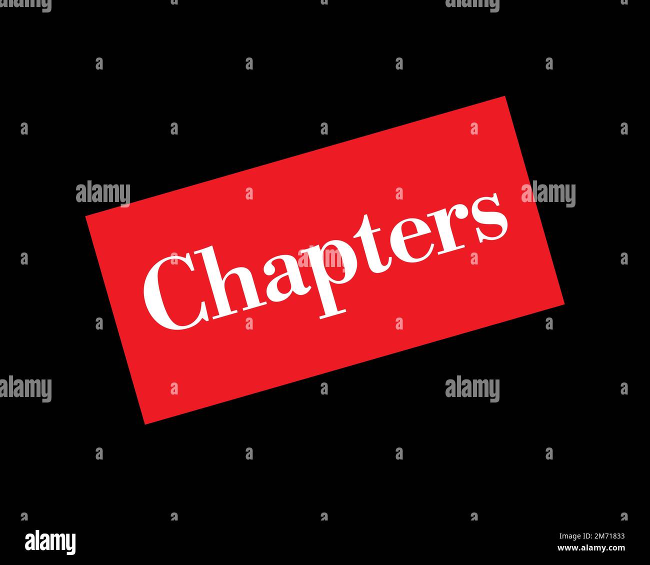 Chapters bookstore, rotated logo, black background Stock Photo - Alamy