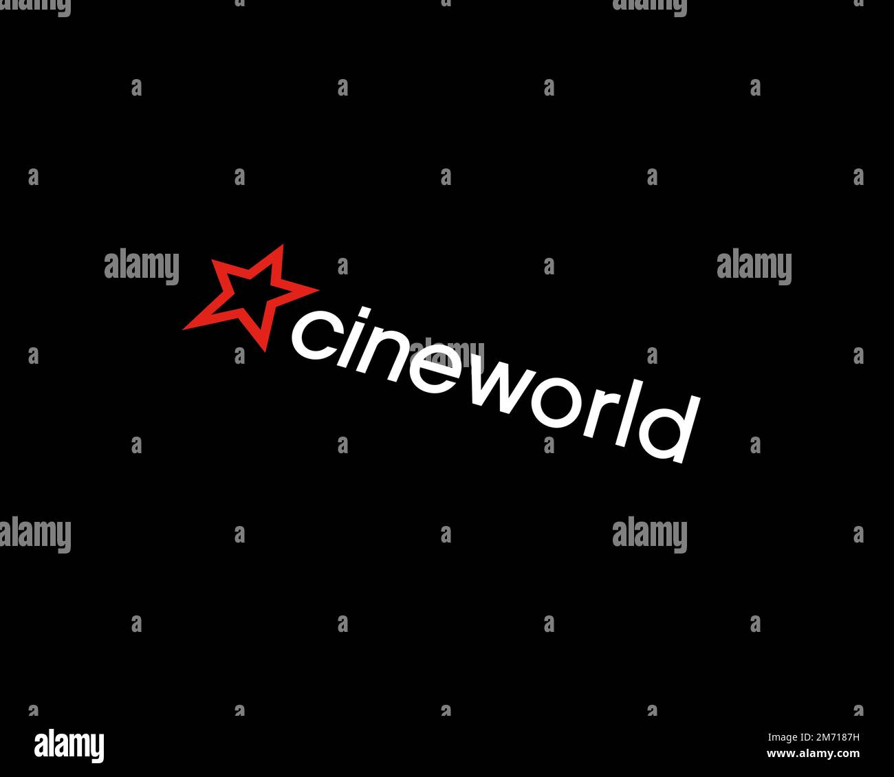 Cineworld, rotated logo, black background B Stock Photo - Alamy