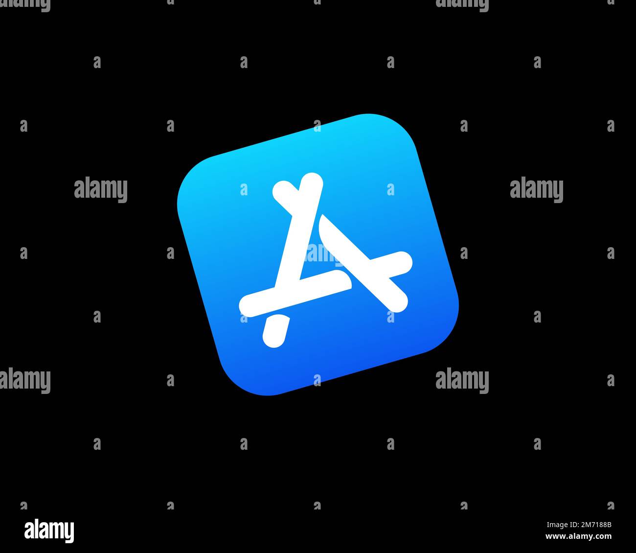 App Store iOS, rotated logo, black background Stock Photo - Alamy