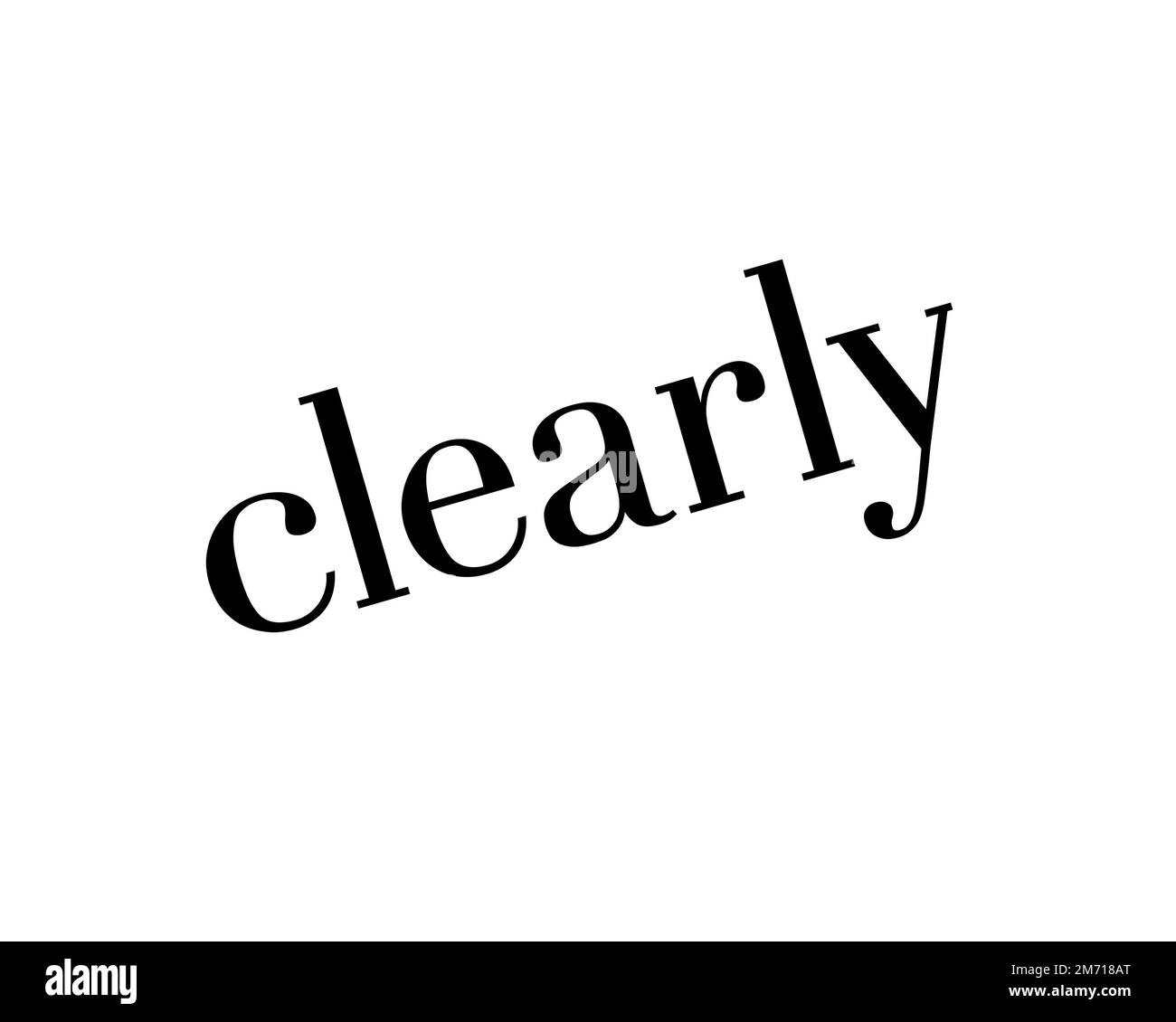 Clearly, rotated logo, white background Stock Photo - Alamy