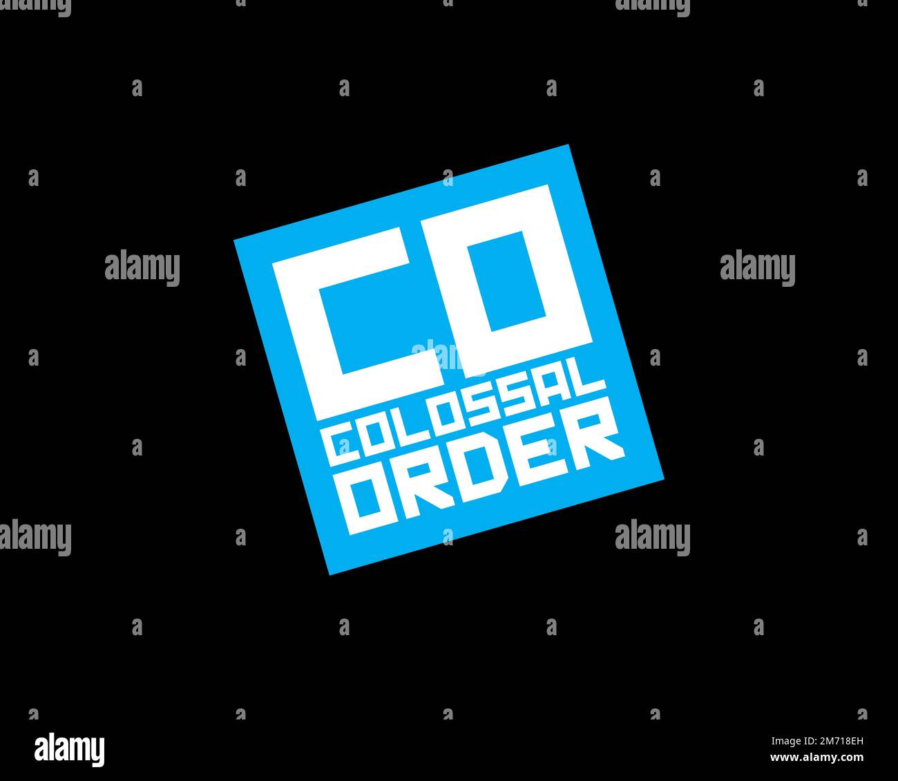Colossal Order company, rotated logo, black background Stock Photo - Alamy