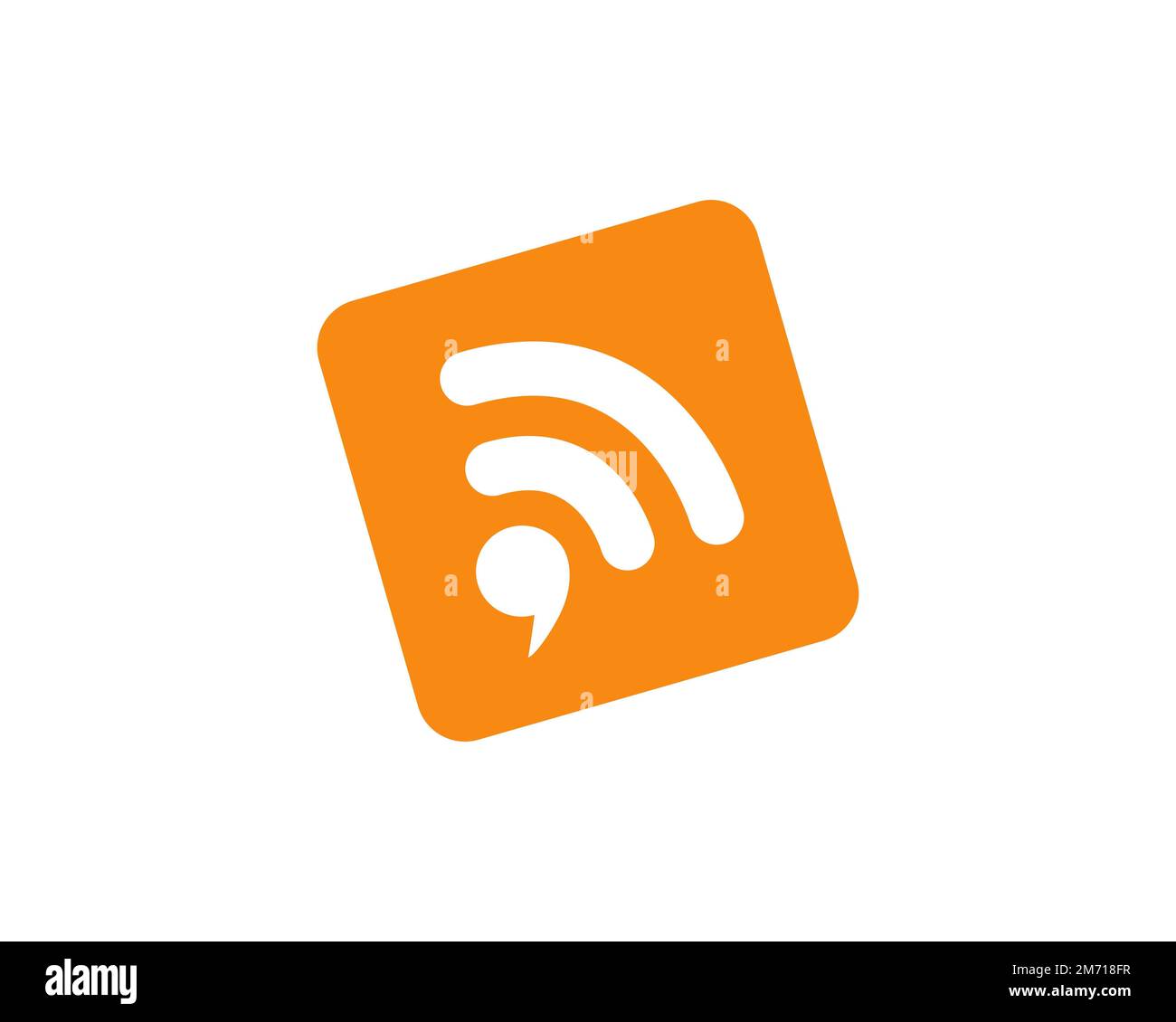 CommaFeed, rotated logo, white background Stock Photo - Alamy